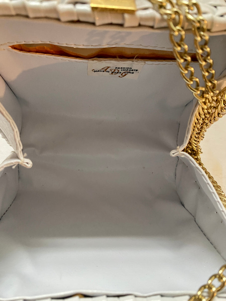 Vintage White Woven Wicker Chain Purse – Quirky Finds