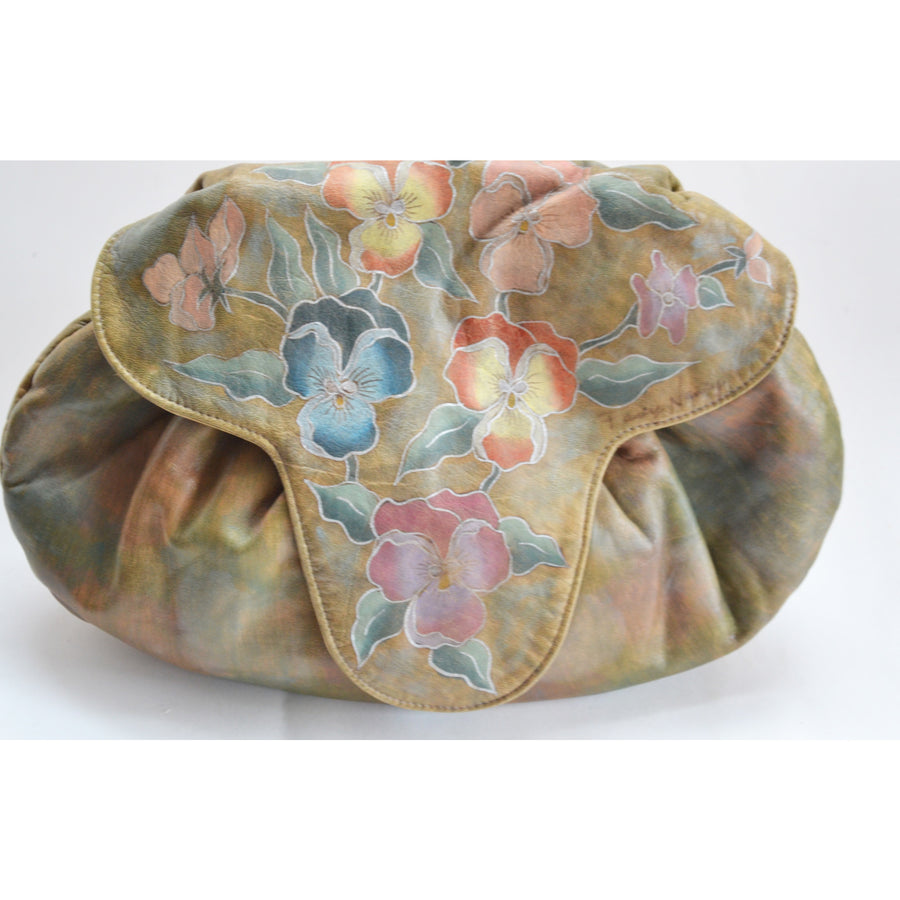 Vintage Hand Painted Floral Pouch Purse By Fancy Nancy - 1980's ...