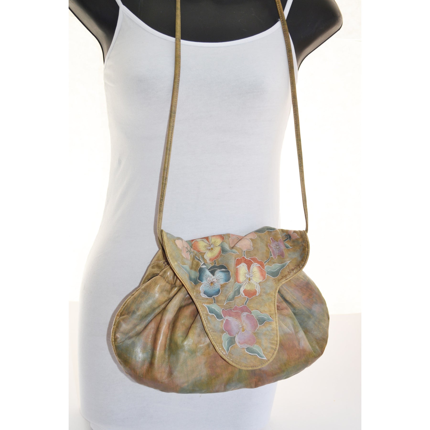 Vintage Hand Painted Floral Pouch Purse By Fancy Nancy - 1980's ...