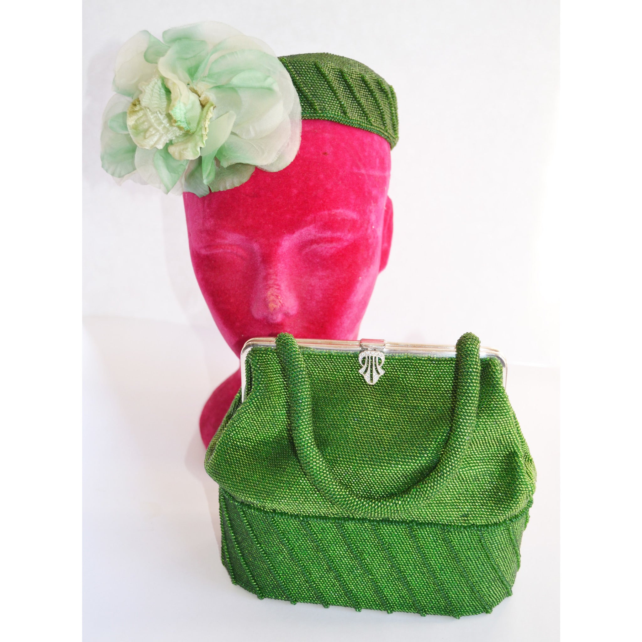 Vintage Green Beaded Purse & Hat Set – Quirky Finds