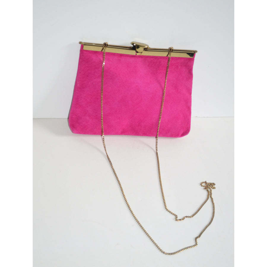 Vintage Raspberry Pink Suede Clutch Purse – Quirky Finds