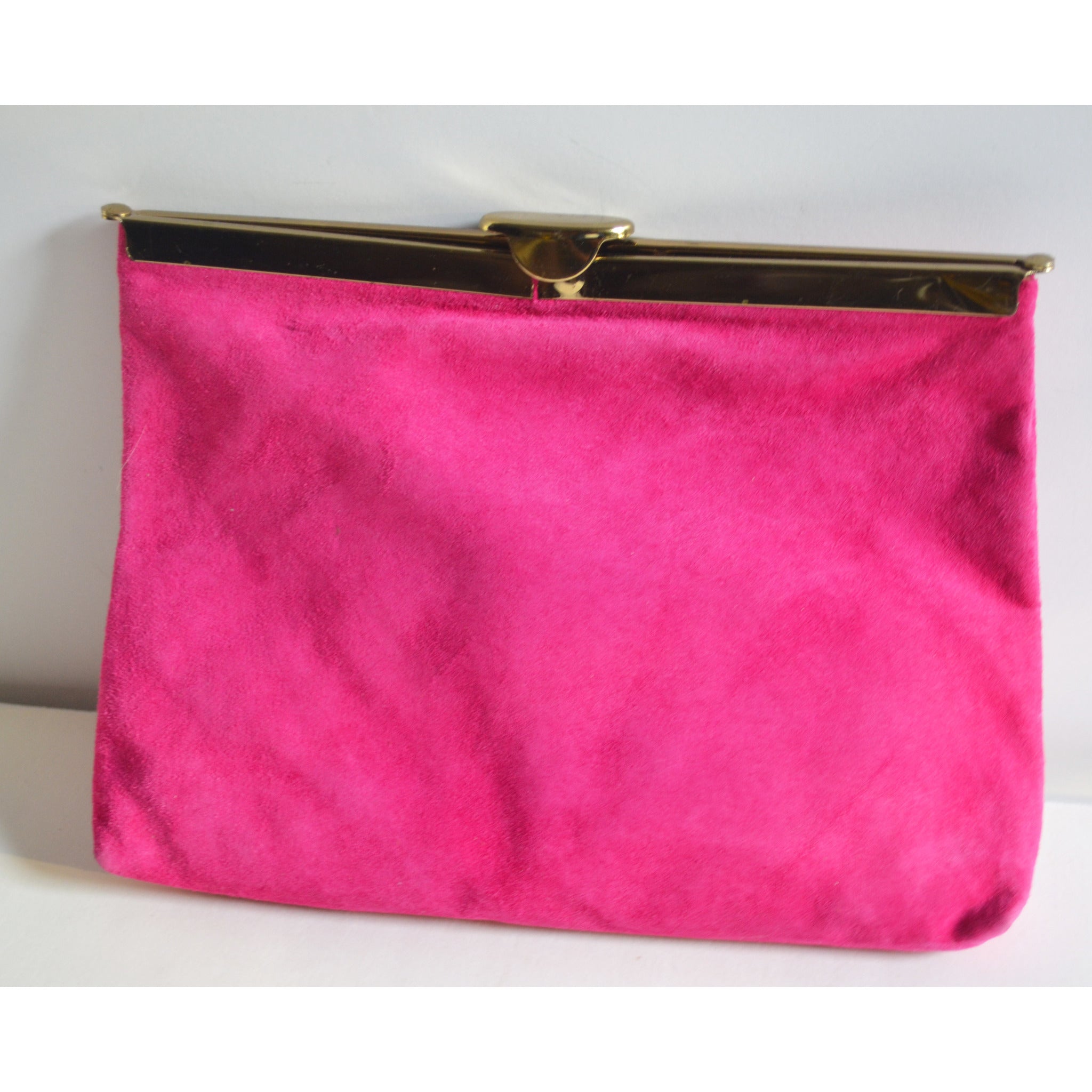 Vintage Raspberry Pink Suede Clutch Purse – Quirky Finds