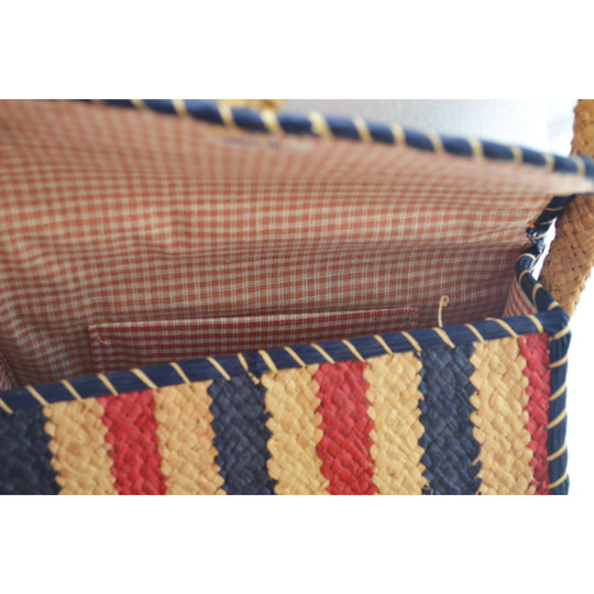Vintage Italian Red & Blue Natural Straw Shoulder Purse – Quirky Finds