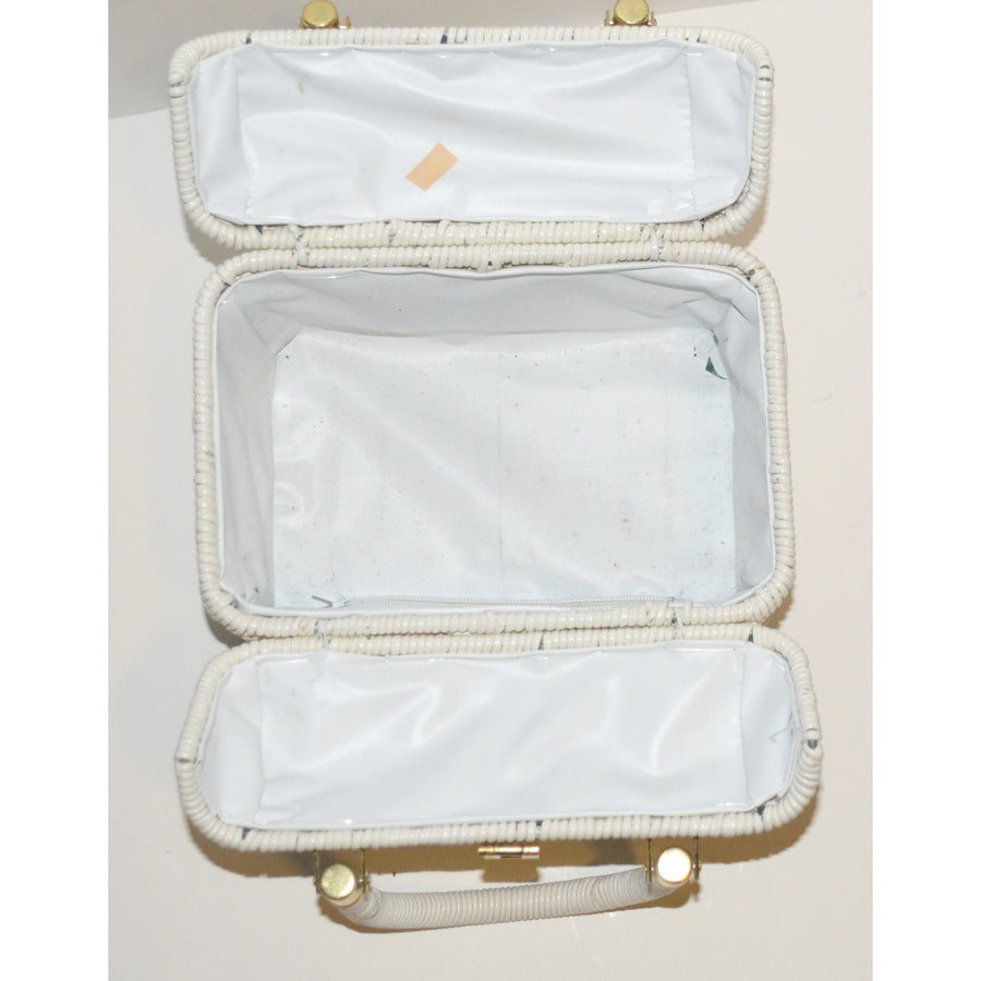 Vintage White Boxed Wicker Purse – Quirky Finds