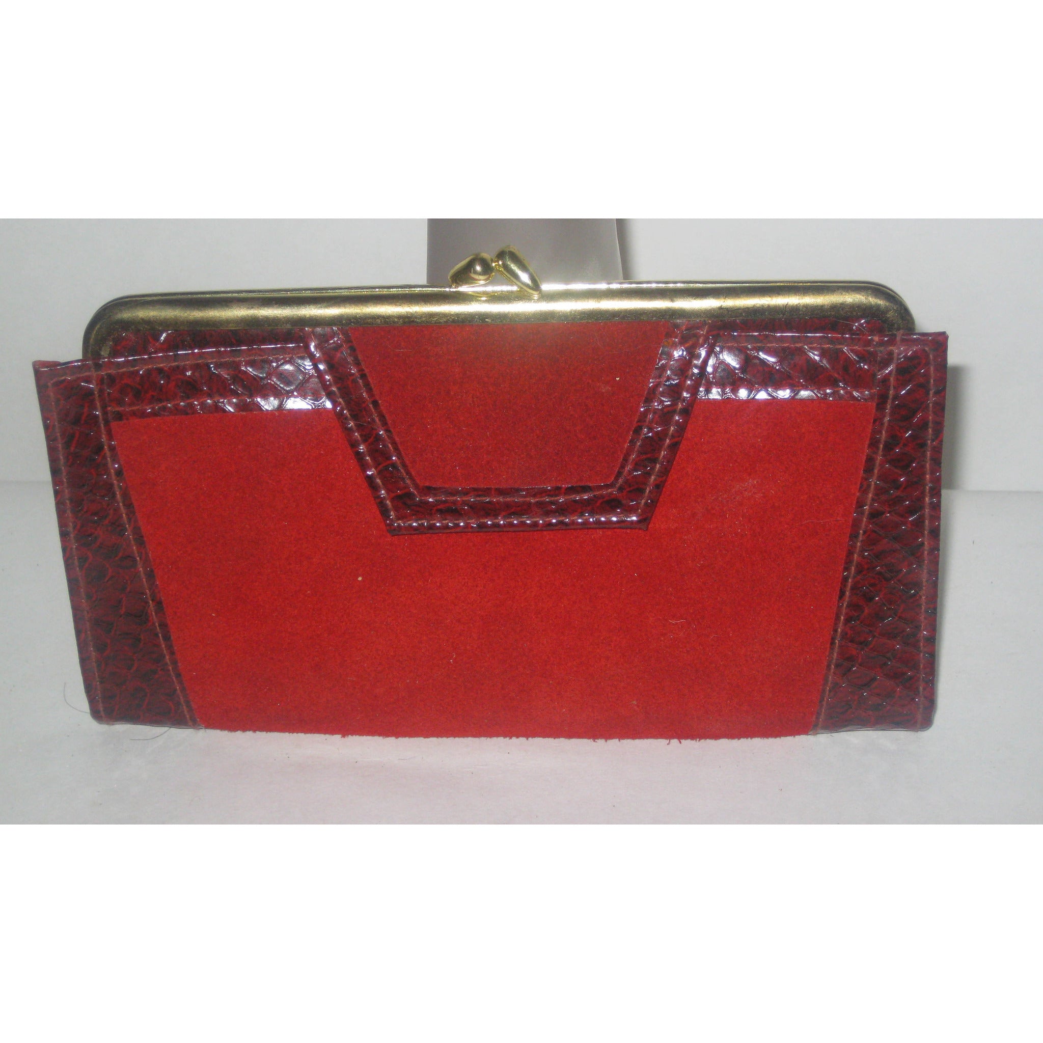 Vintage Red Suede Faux Reptile Wallet By St. Thomas – Quirky Finds